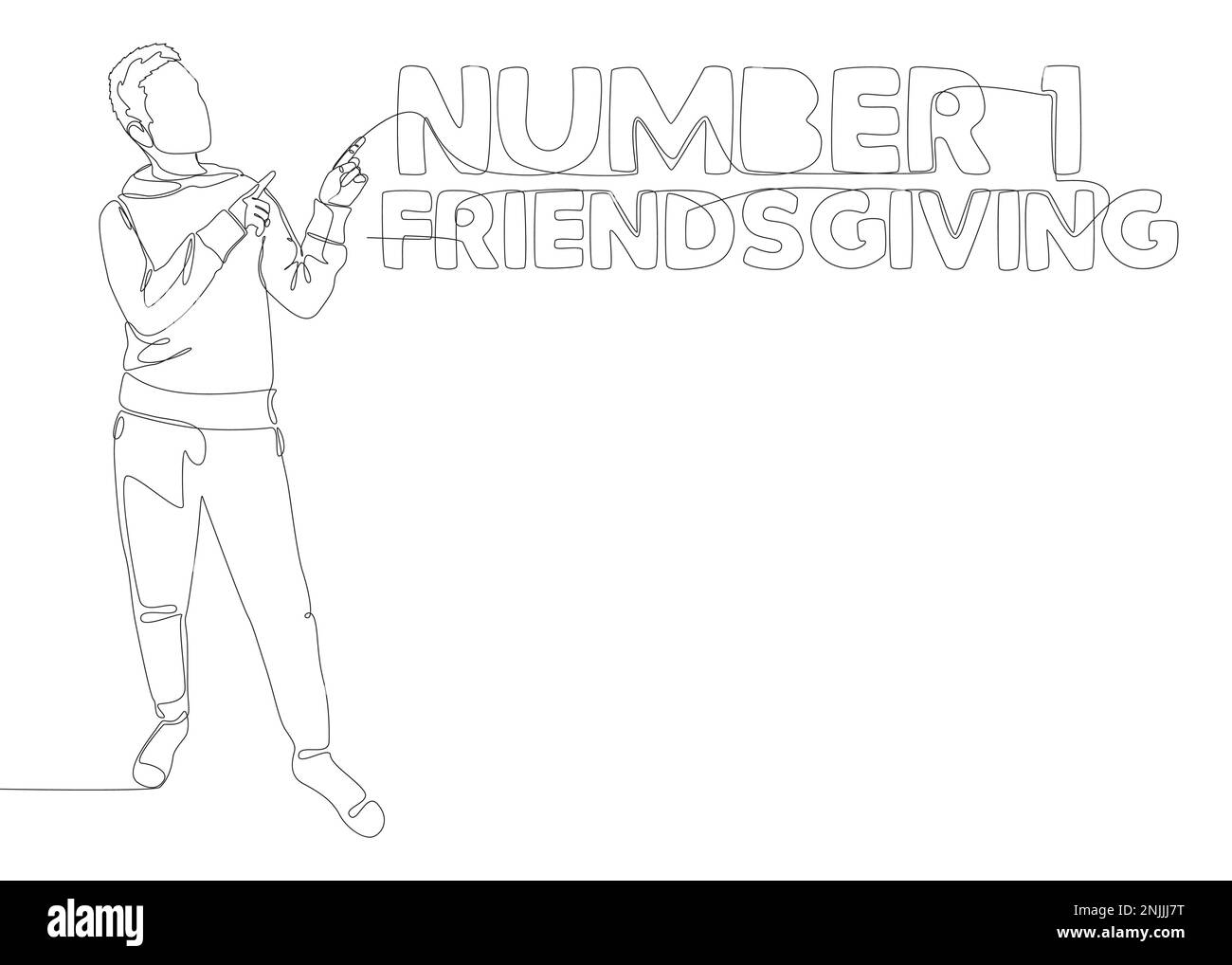 One Continuous Line Of Man Pointing With Finger At Number One