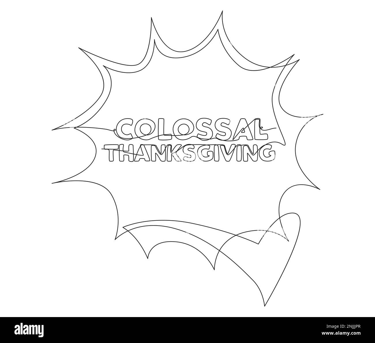 One Continuous Line Of Speech Bubble With Colossal Thanksgiving Text