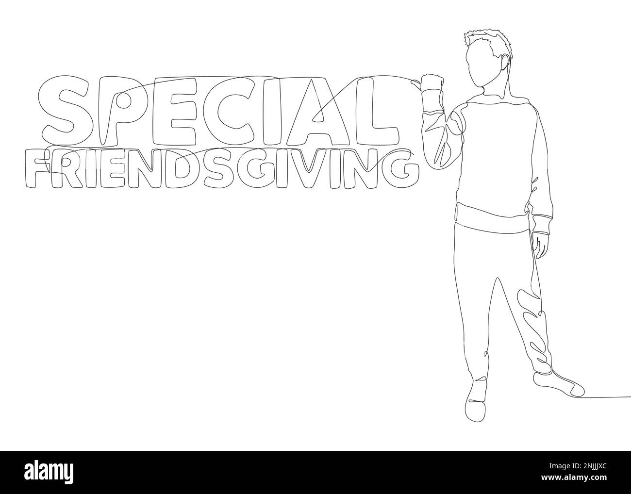 One Continuous Line Of Man Pointing With Finger At Special