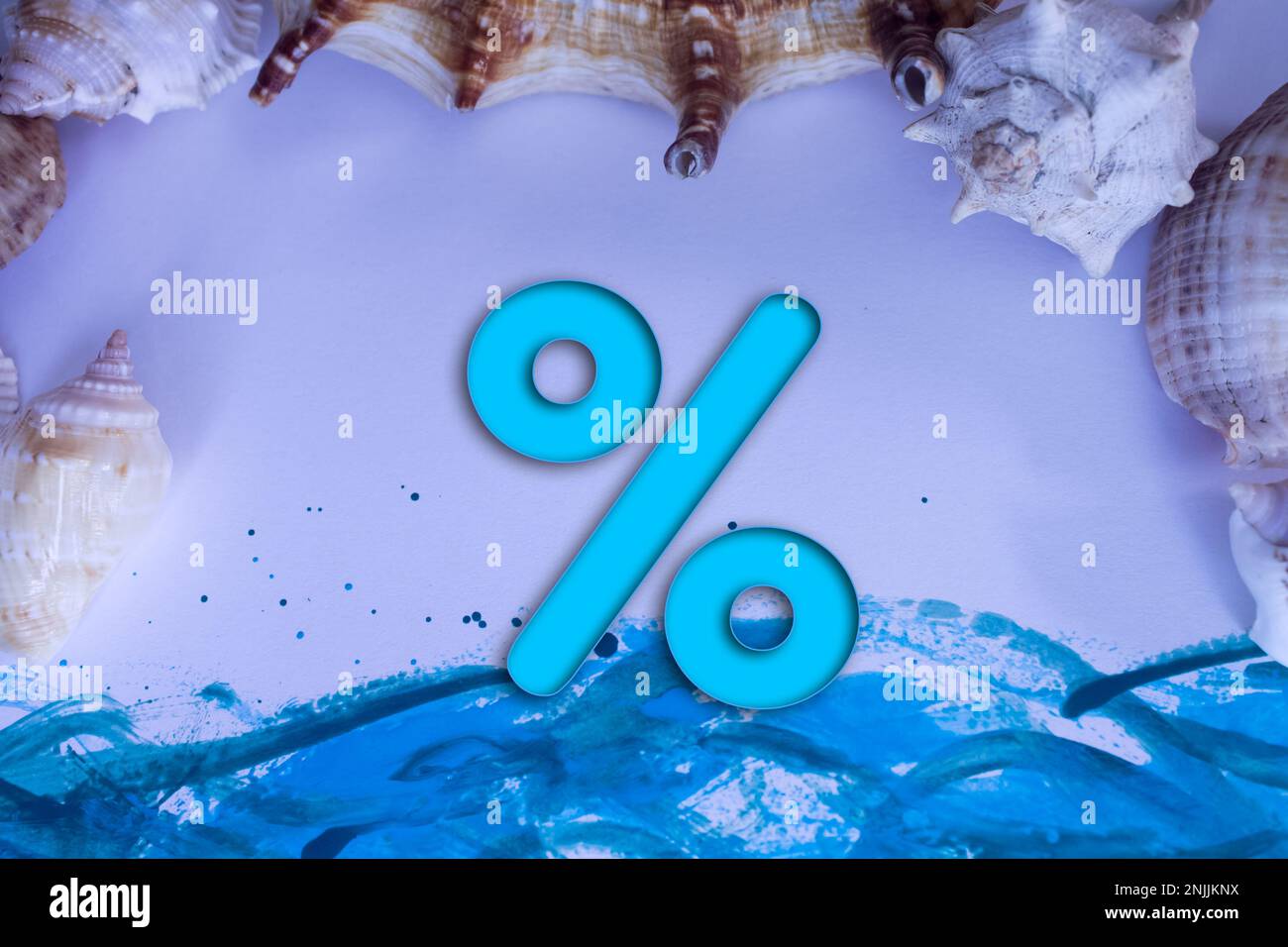 Animal Shell, Summer vacation, marine background with Percentage Sign ...