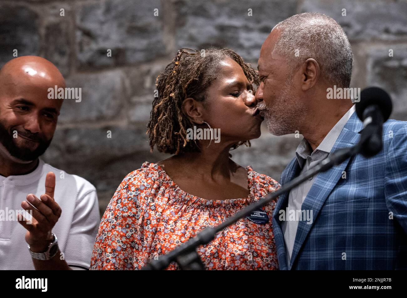 Minnesota 5th Congressional District candidate Don Samuels kisses his ...