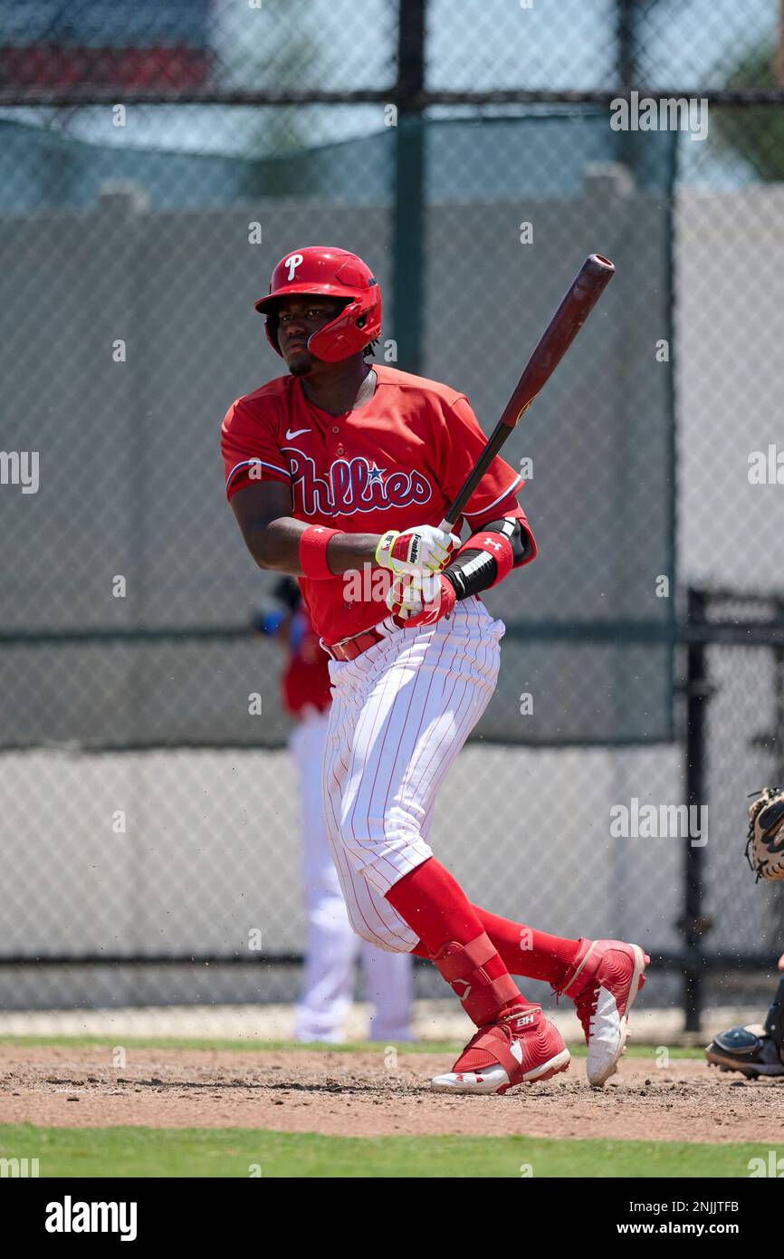FCL Phillies Felix Reyes (2) bats during a Florida Complex League ...