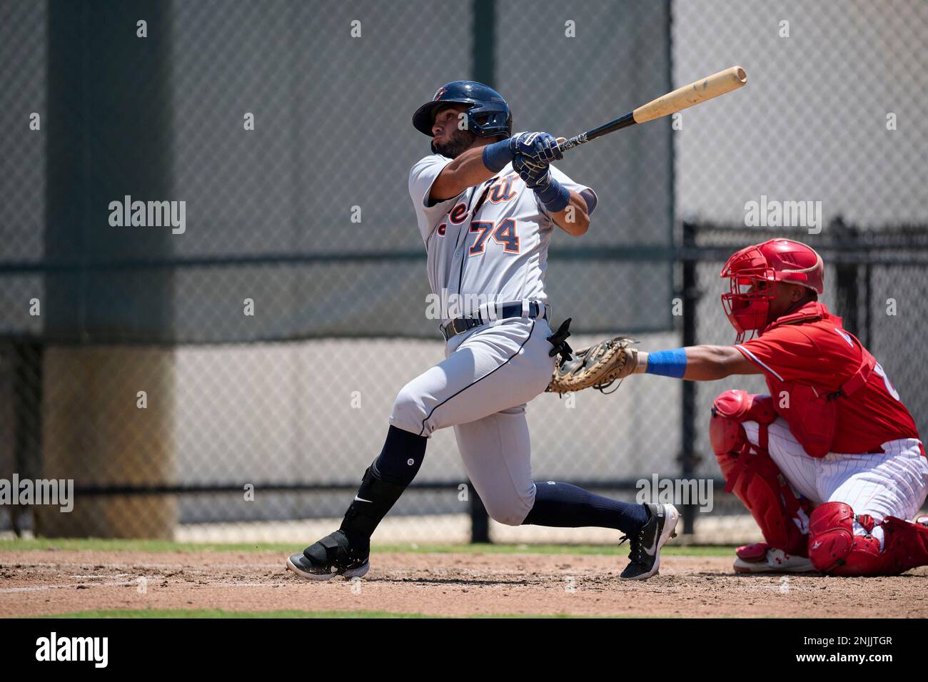 FCL Tigers Frank Veliz (74) bats during a Florida Complex League ...
