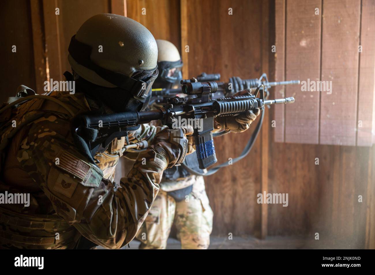 U.S. Air Force Airmen engage the enemy during Fieldcraft Hostile at ...