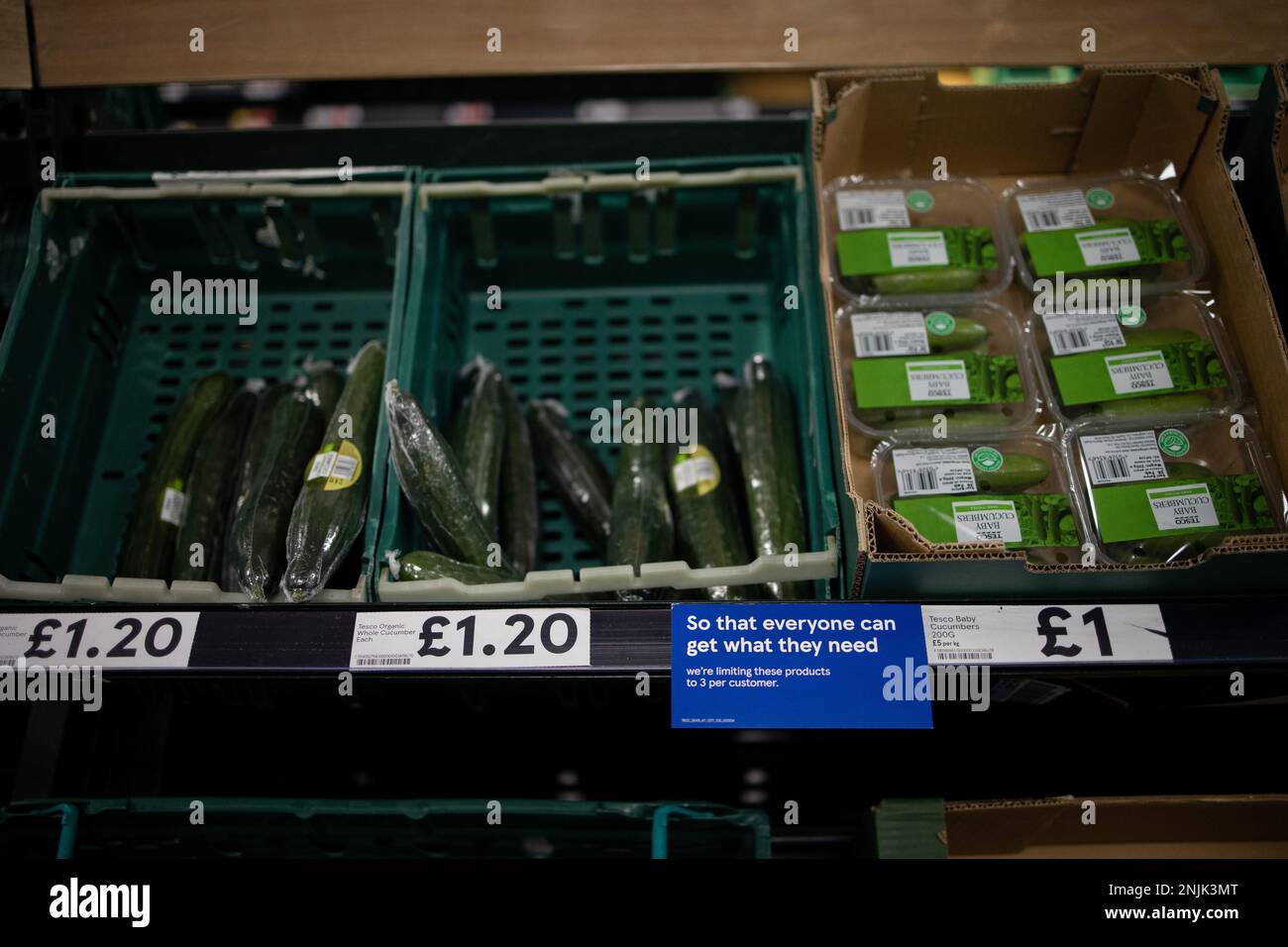 London, UK. 22nd Feb, 2023. A notice is seen displayed on the shelves ...