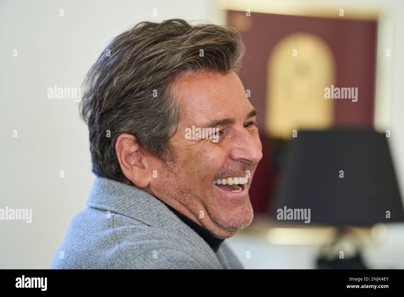 Koblenz, Germany. 13th Feb, 2023. Singer Thomas Anders gestures during ...