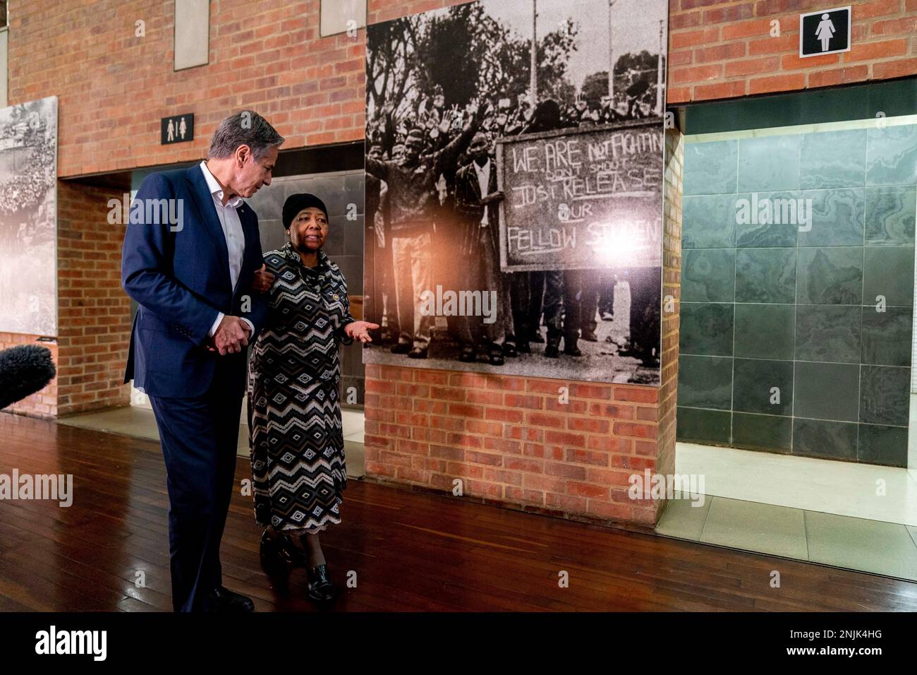 Secretary of State Antony Blinken and Antoinette Sithole, the sister of ...