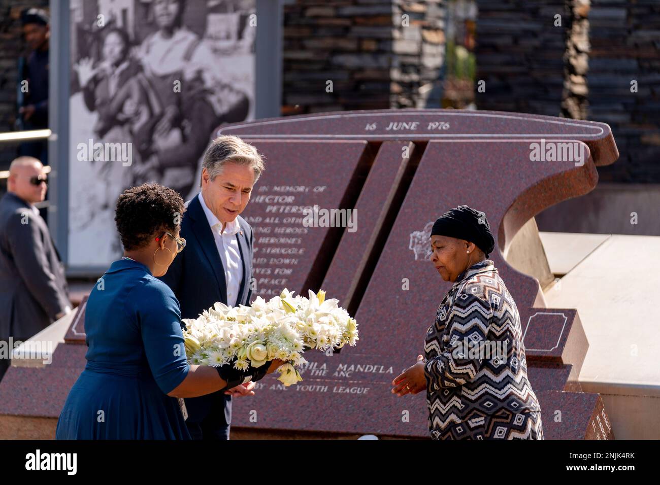 Secretary of State Antony Blinken and Antoinette Sithole, the sister of ...