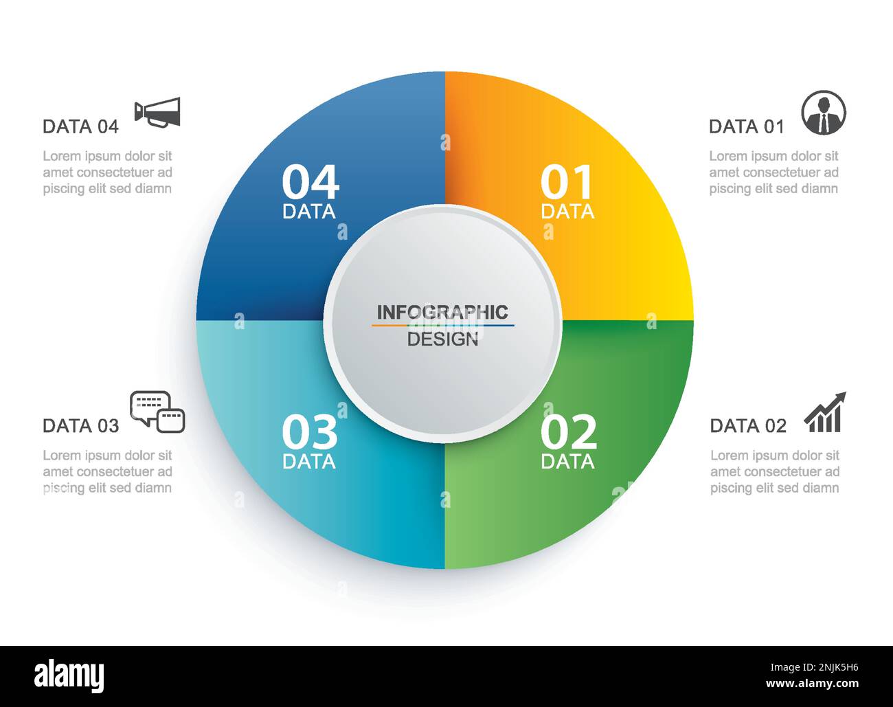 Infographics circle timeline with 4 number data template. Vector illustration abstract ...