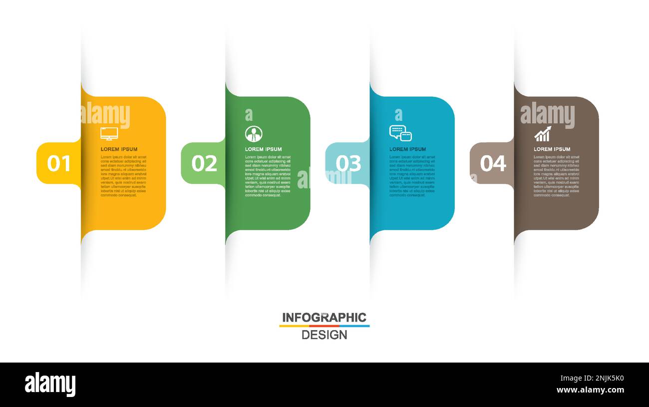 4 data infographics tab paper index template. Vector illustration ...