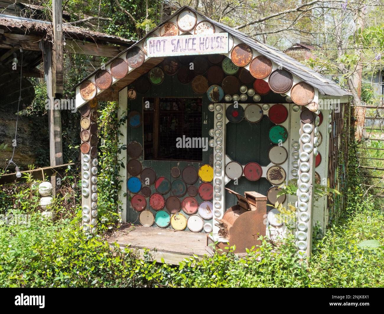 The exterior of the Hot Sauce building at the Abita Mystery House of ...