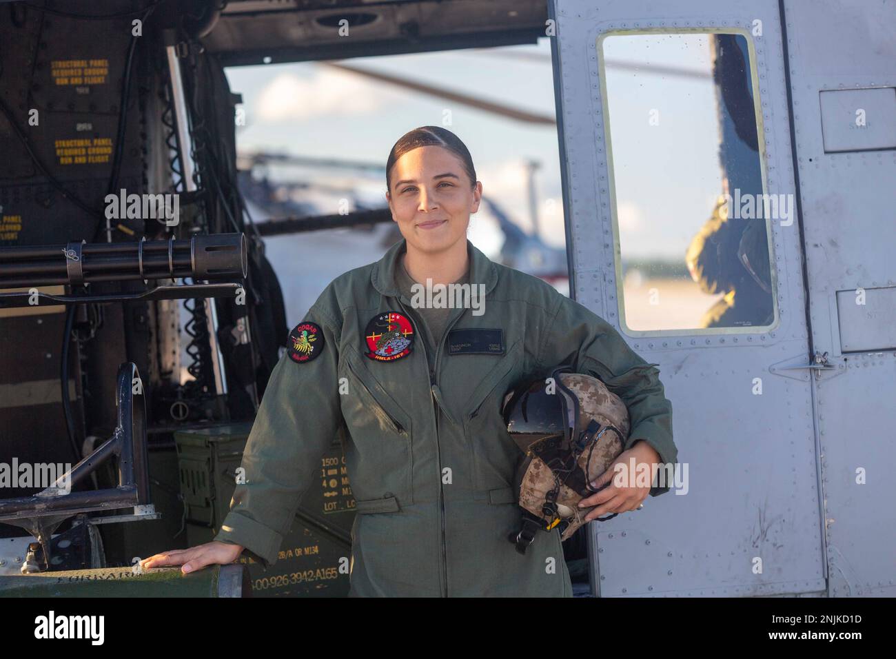 U.S. Marine Corps Staff Sgt. Shannon Kunz, a UH-1Y Venom crew chief ...
