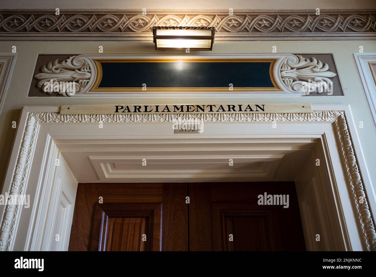 The door to the office of the Senate Parliamentarian is seen at the U.S ...