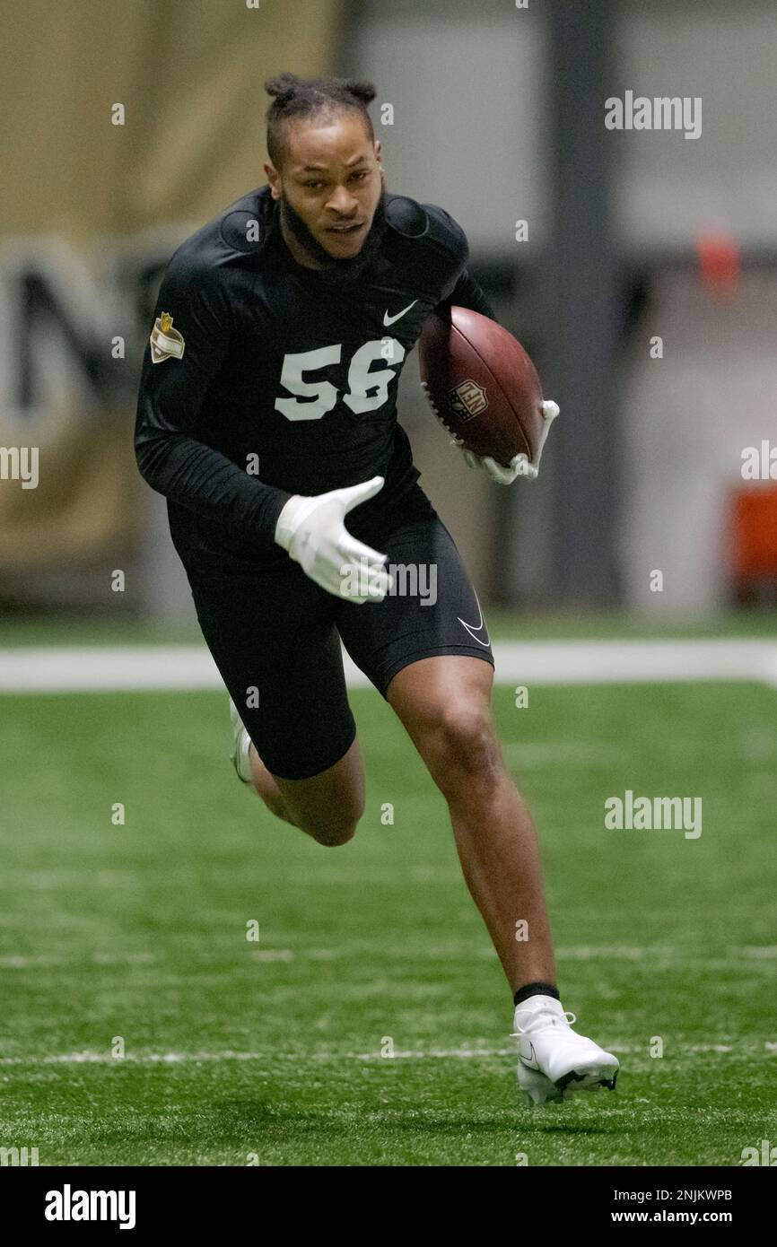 Defensive specialist Derrick Tucker of Texas Southern (56) runs during ...