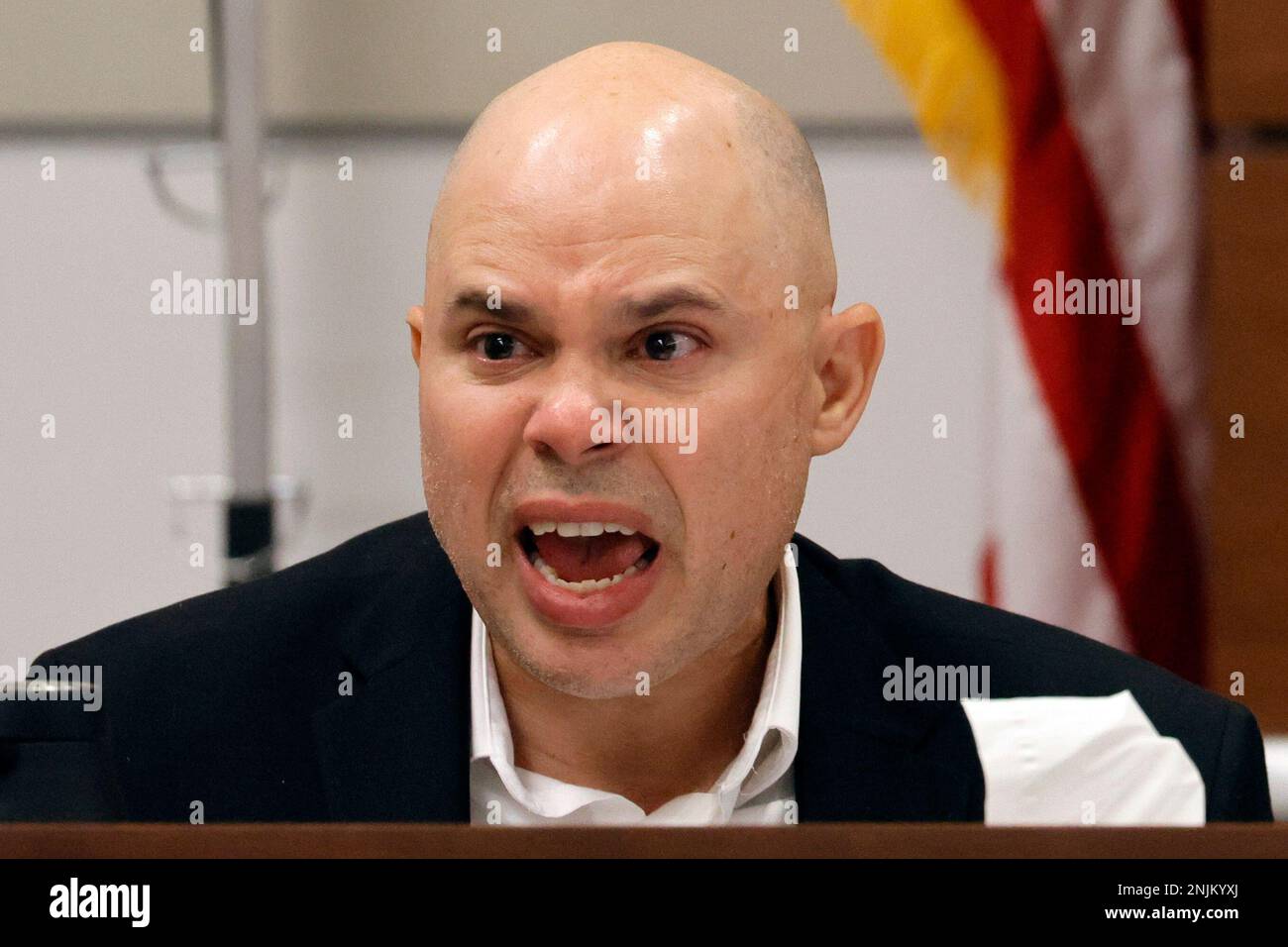 Ilan Alhadeff speaks angrily while giving his victim impact statement ...