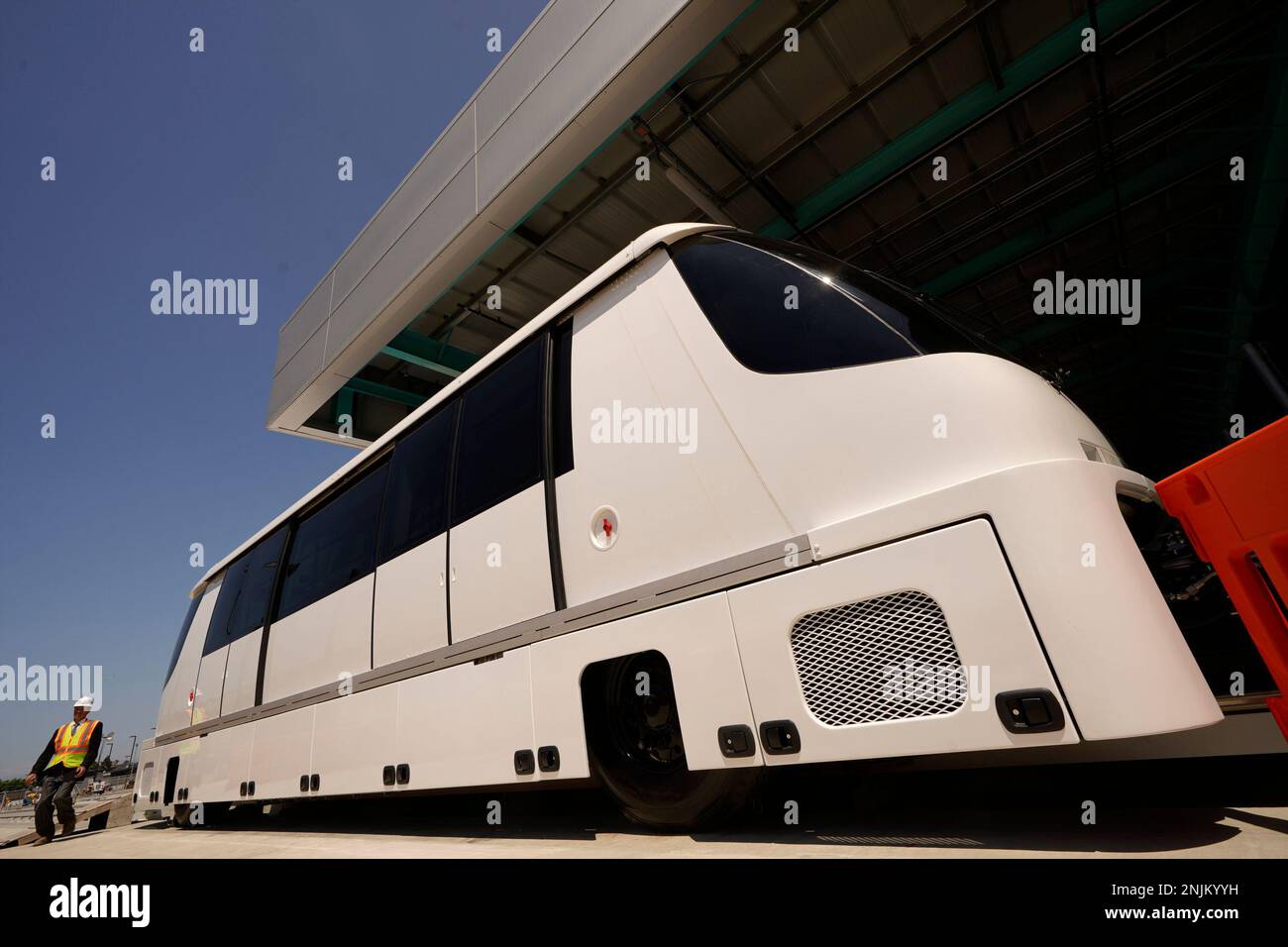 The new Automated People Mover (APM) train car is unveil at Los Angeles ...