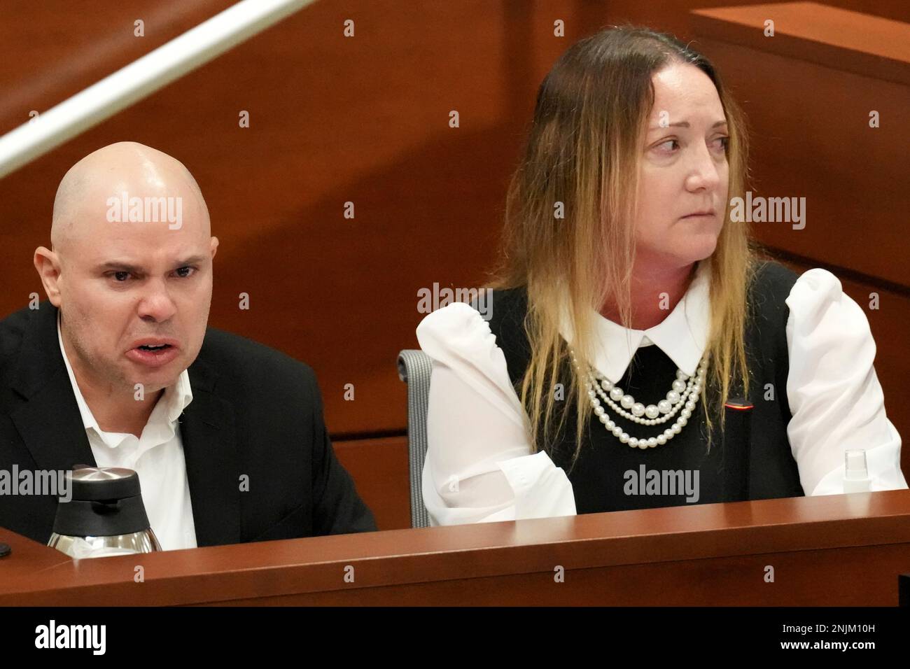 Lori Alhadeff looks towards the defendant as Ilan Alhadeff speaks ...