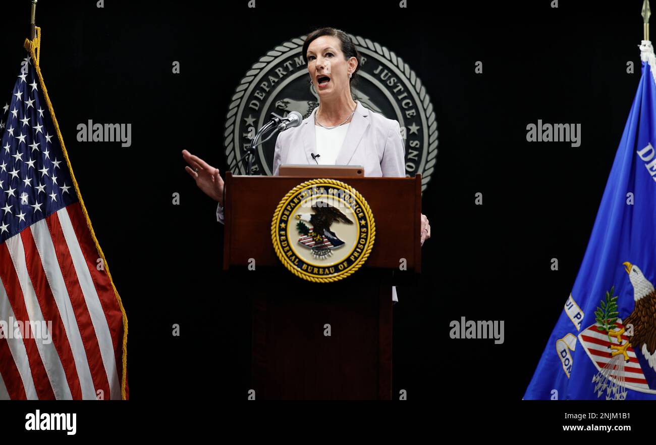 Colette Peters, director of the federal Bureau of Prisons, speaks after ...