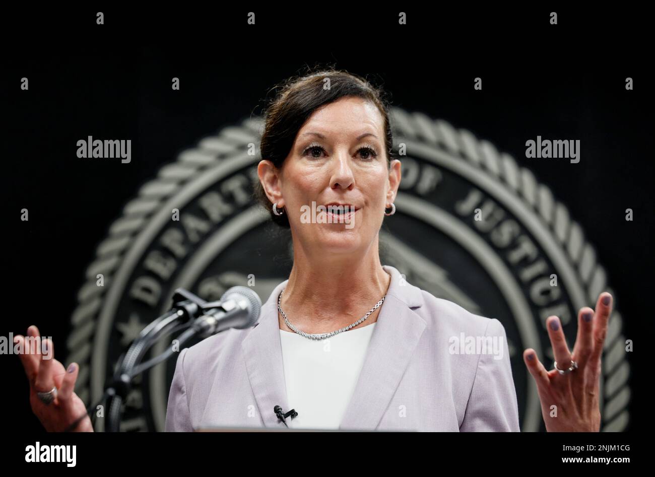 Colette Peters, director of the federal Bureau of Prisons, speaks after ...