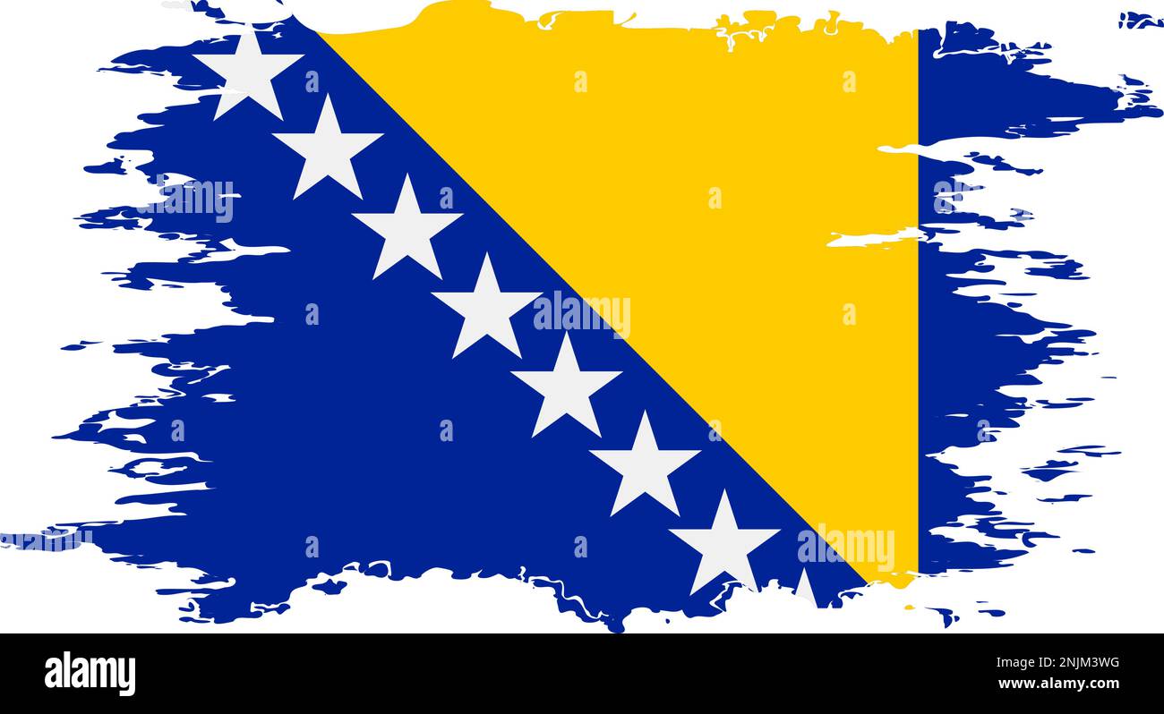 Bosnia and Herzegovina flag grunge brush color image, vector Stock ...