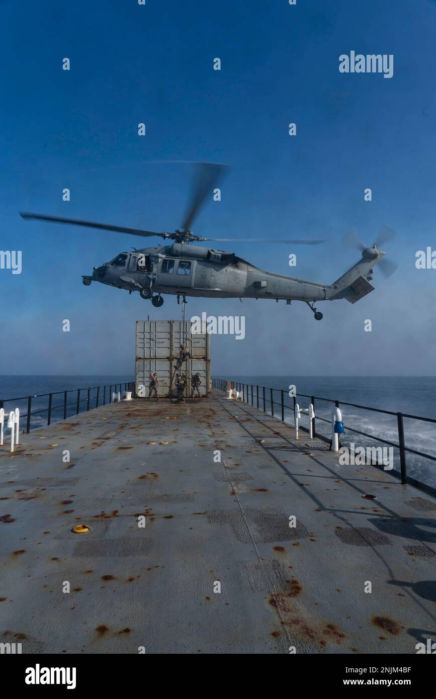 Team West (MSRT-W) conduct fast rope operations from an MH-60S Sea Hawk ...