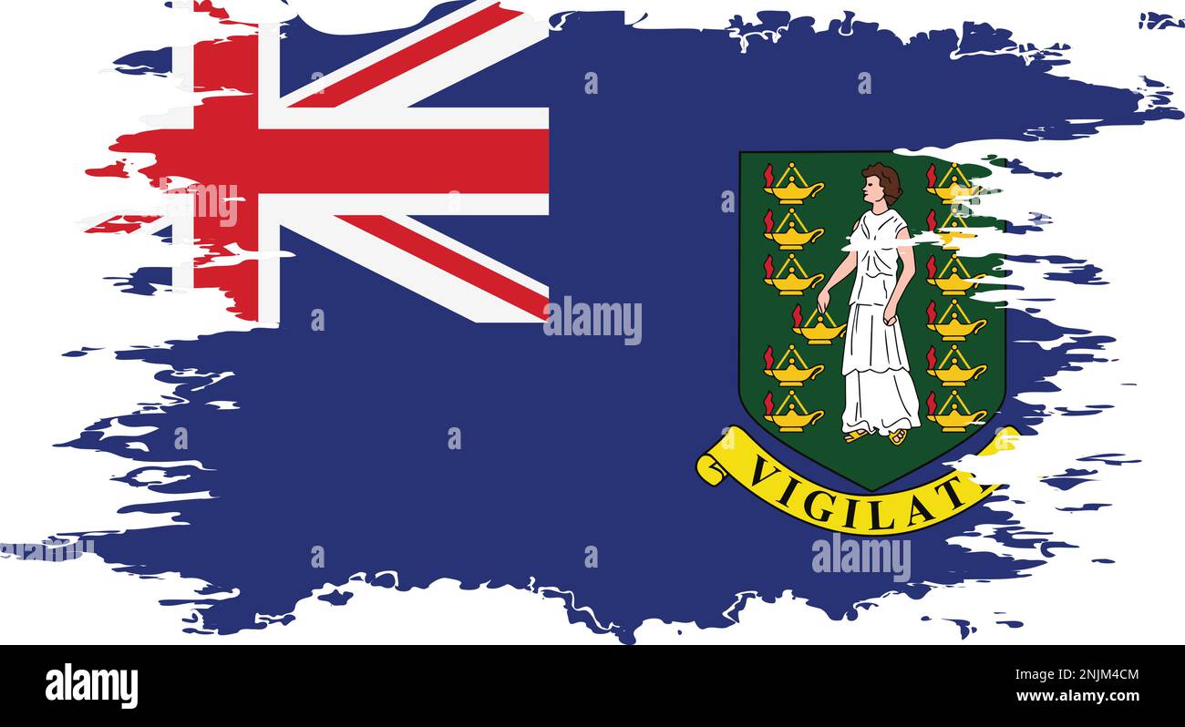 British Virgin Islands flag grunge brush color image, vector Stock ...
