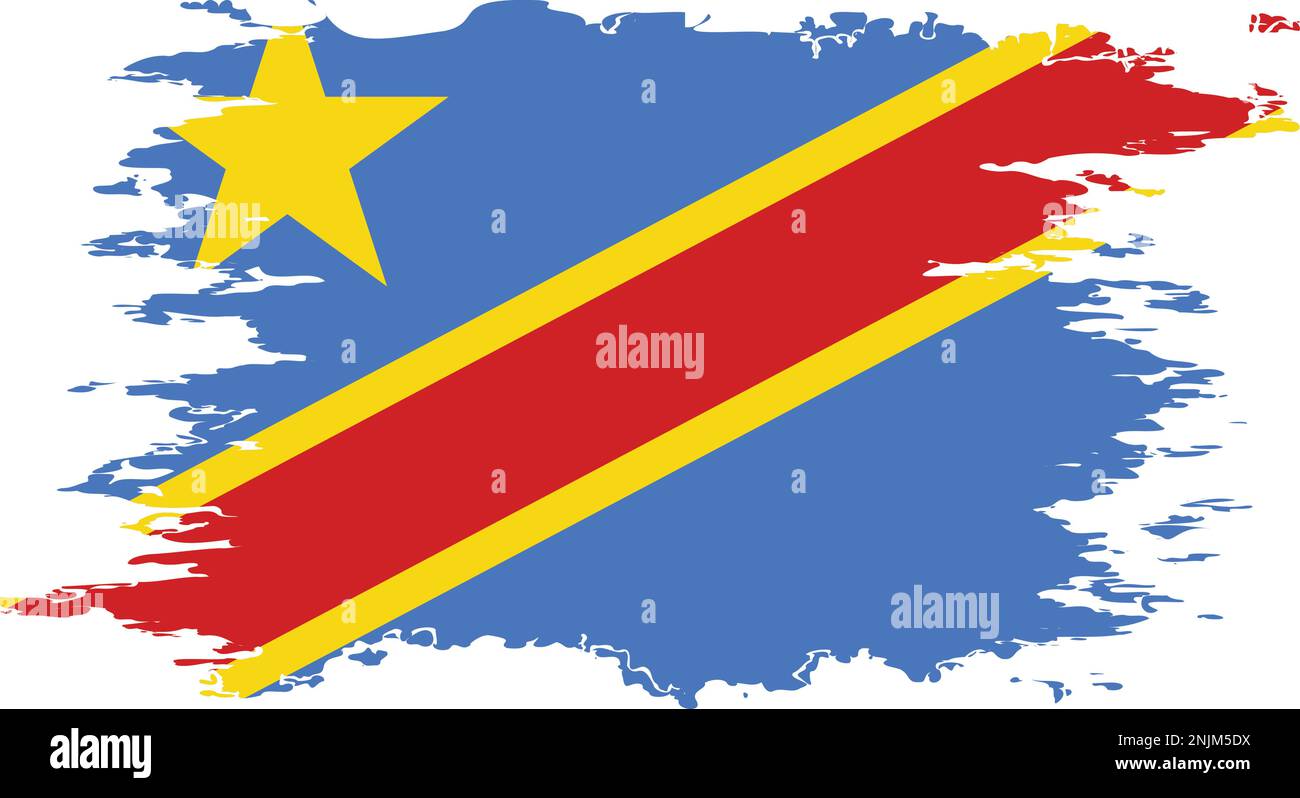 Democratic Republic of Congo flag grunge brush color image, vector ...