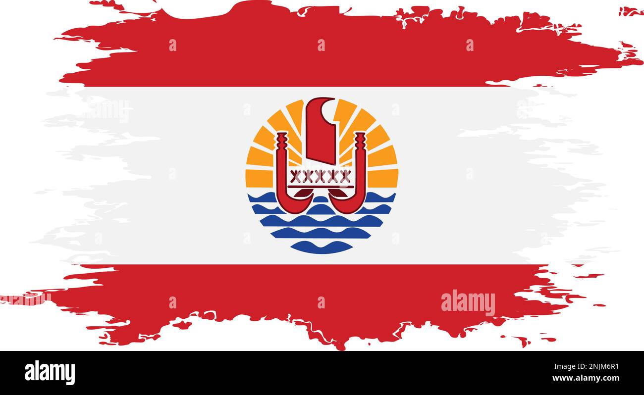 French Polynesia flag grunge brush color image, vector Stock Vector ...