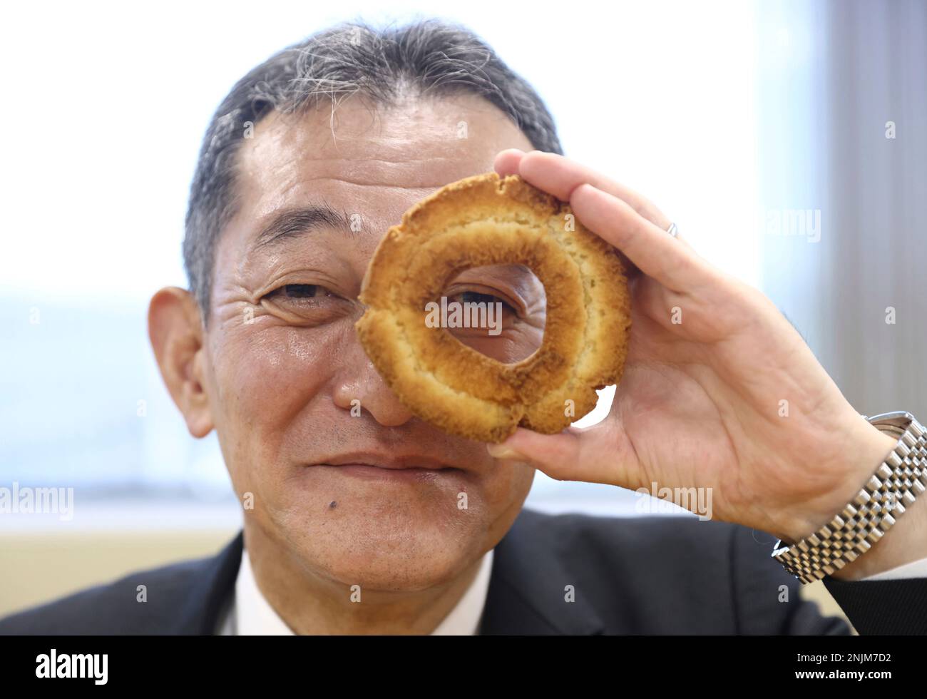 DUSKIN CO.'s president Hiroyuki Okubo poses for a photo in Suita City ...