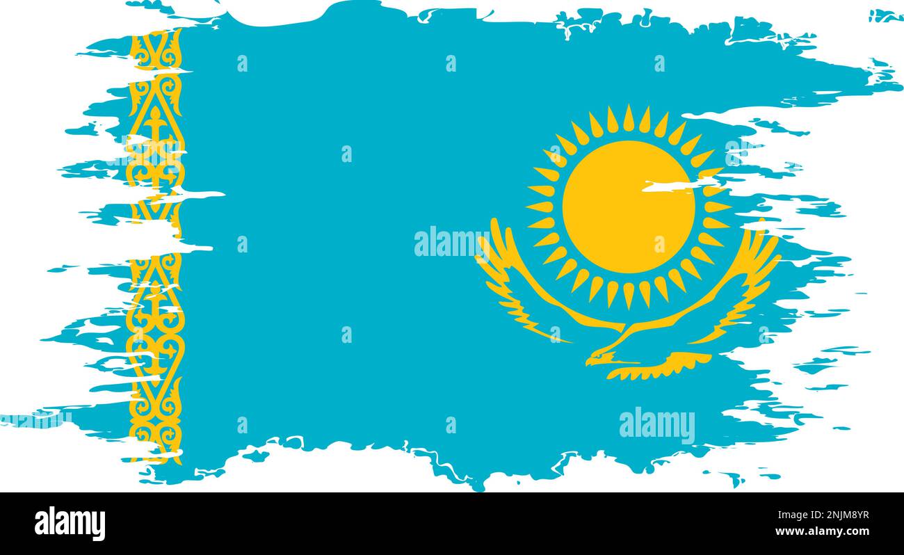 Kazakhstan flag grunge brush color image, vector Stock Vector Image ...