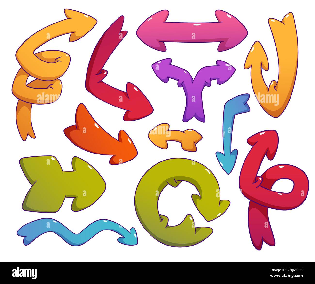 Set of quirky arrows isolated on background. Vector illustration of ...