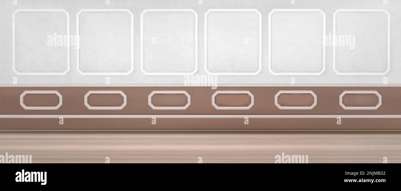 Beige wall molding and wood floor with baseboard realistic vector ...