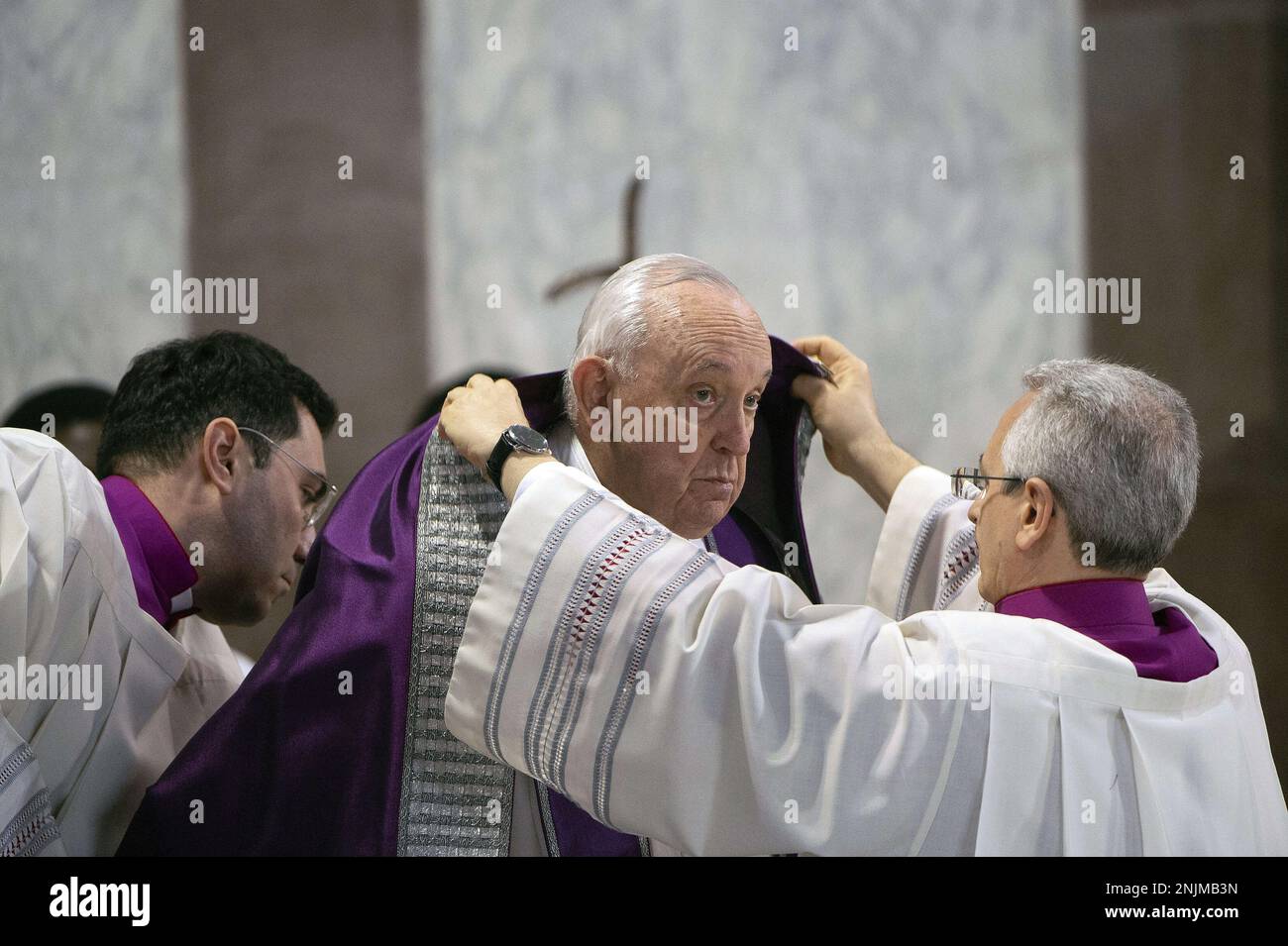 Rome, Italy on February 22, 2023. Pope Francis leads the Ash Wednesday ...