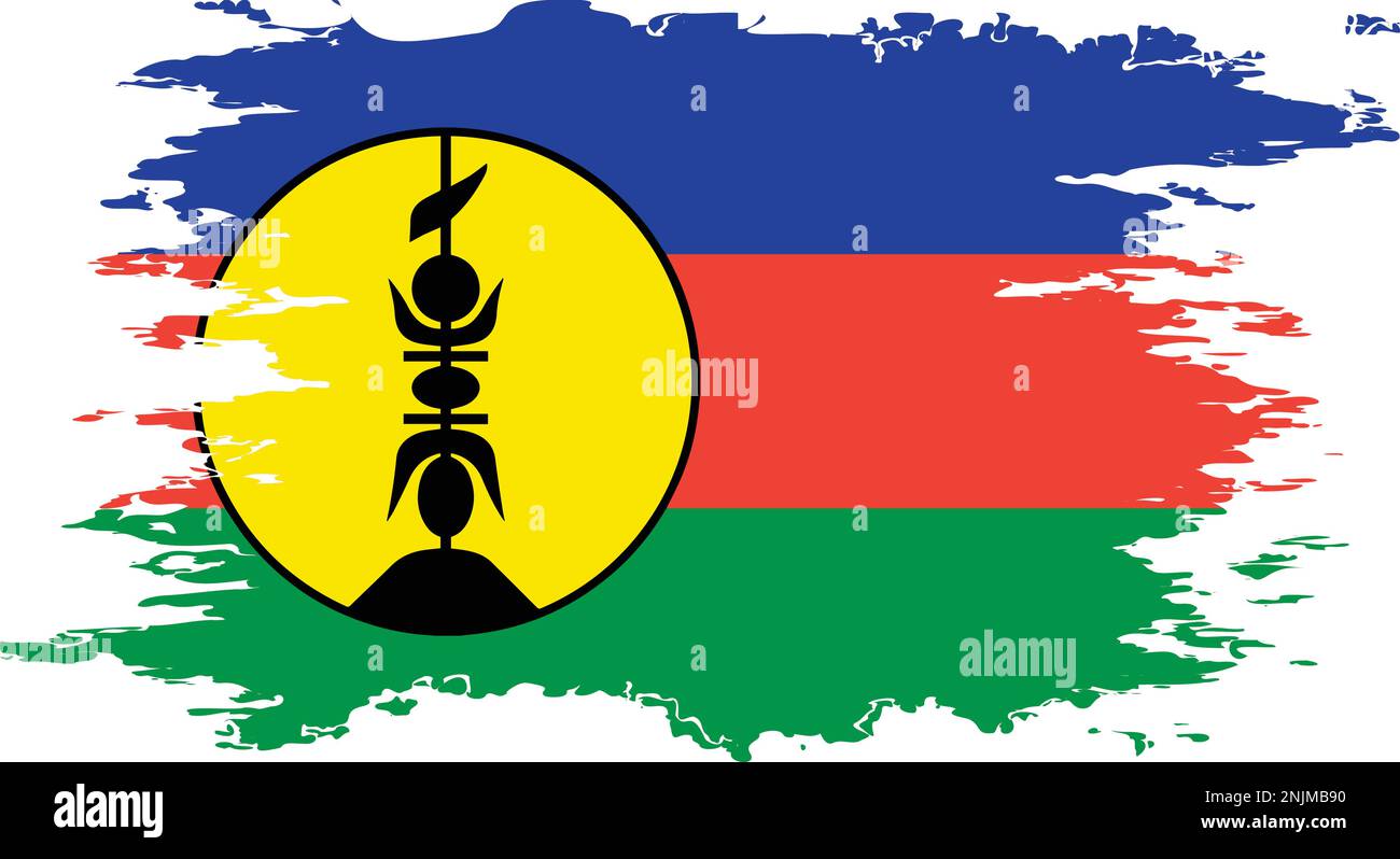 New Caledonia flag grunge brush color image, vector Stock Vector Image ...