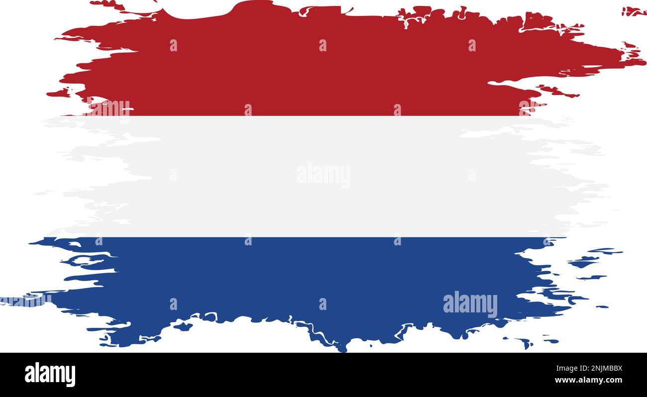Netherlands flag grunge brush color image, vector Stock Vector Image ...