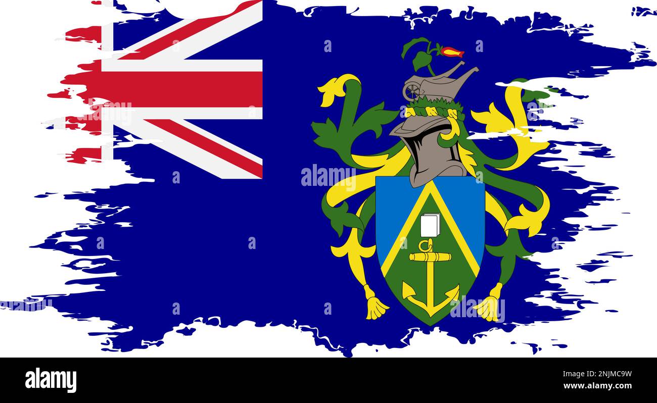 Pitcairn Islands flag grunge brush color image, vector Stock Vector ...