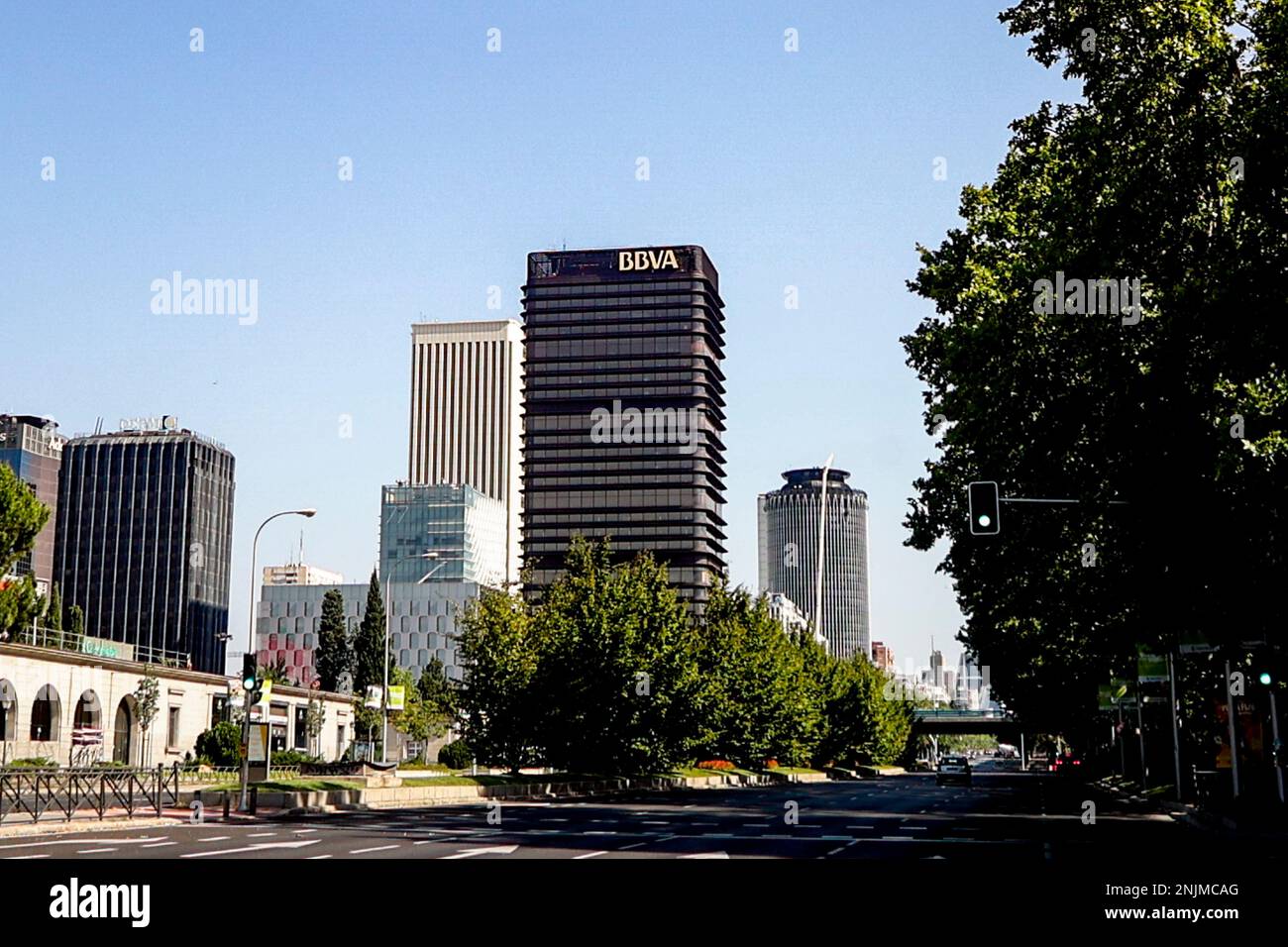 Façade of the Bilbao bank tower, as of July 31, 2022, in Madrid (Spain ...