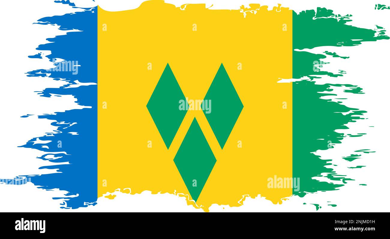 Saint Vincent and the Grenadines flag grunge brush color image, vector ...