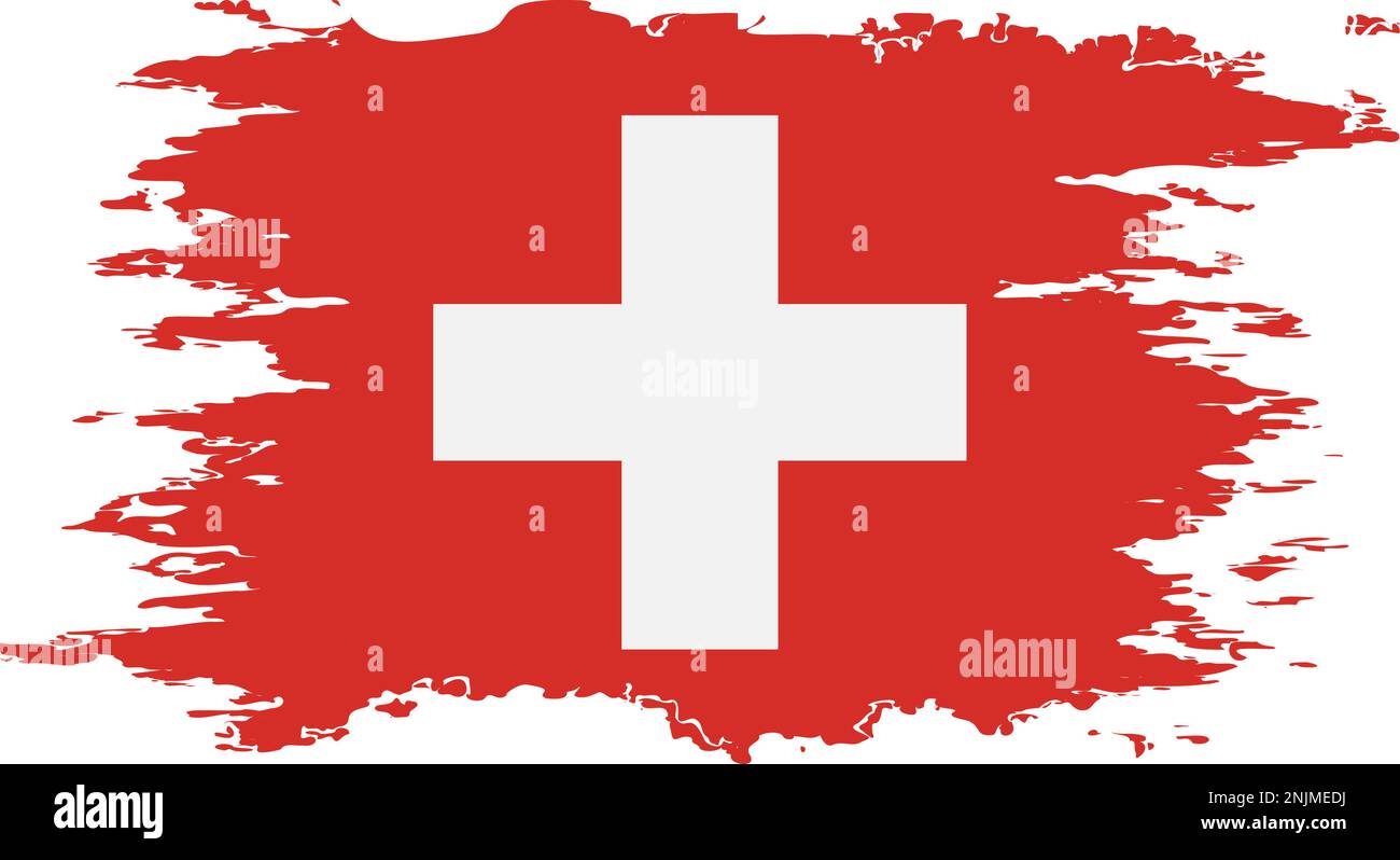 Switzerland flag grunge brush color image, vector Stock Vector Image ...