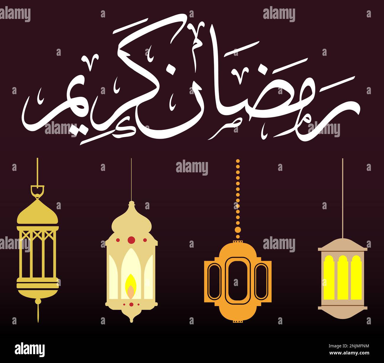 Ramadan lanterns collection, Ramadan Kareem text with lantern and lamp ...