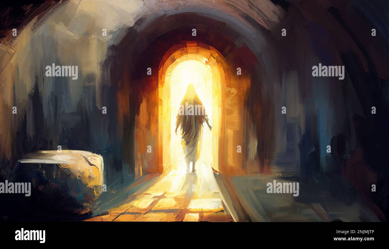 Easter Jesus Christ rose from the dead. Sunday morning. Dawn. The empty ...