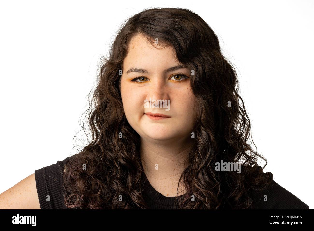 Closeup of woman questioning, isolated on white background Stock Photo ...