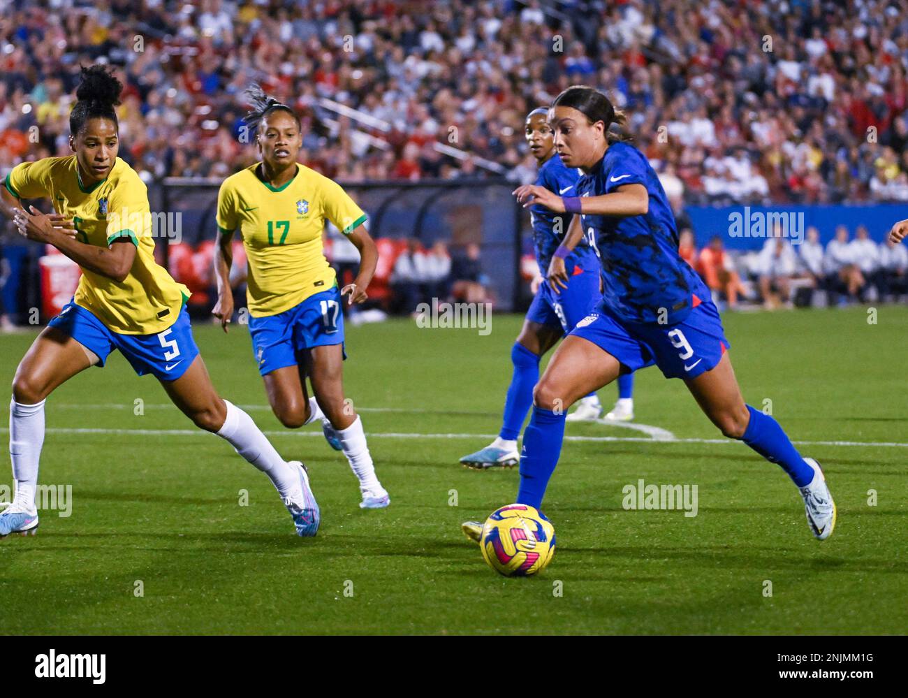 Feb 22, 2023: Team USA's forward Mallory Swanson (9) drives towards the ...