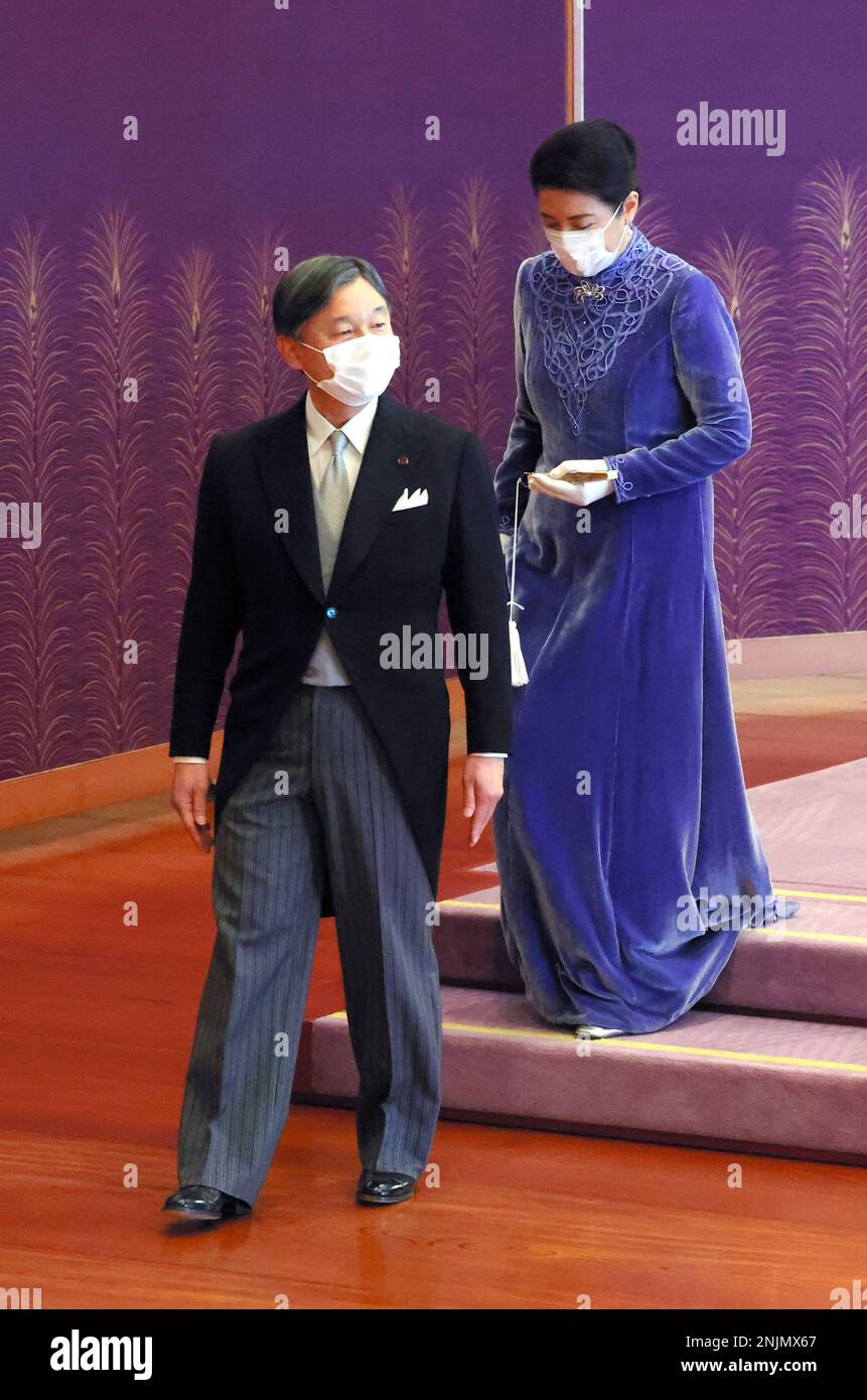 Japanese Emperor Naruhito attends an event to celebrate his 63rd ...