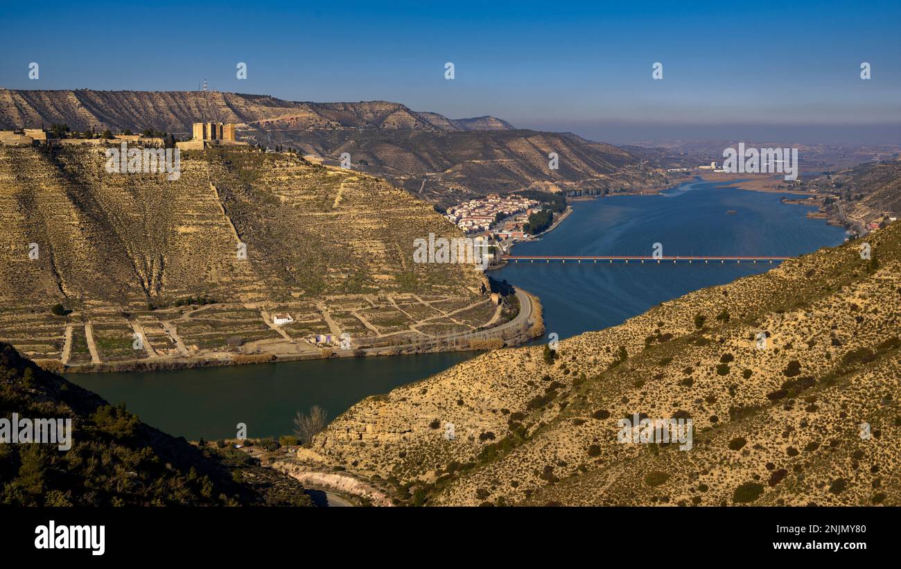 Mequinenza (or Aitona or Moncada) castle hill at the confluence of the ...