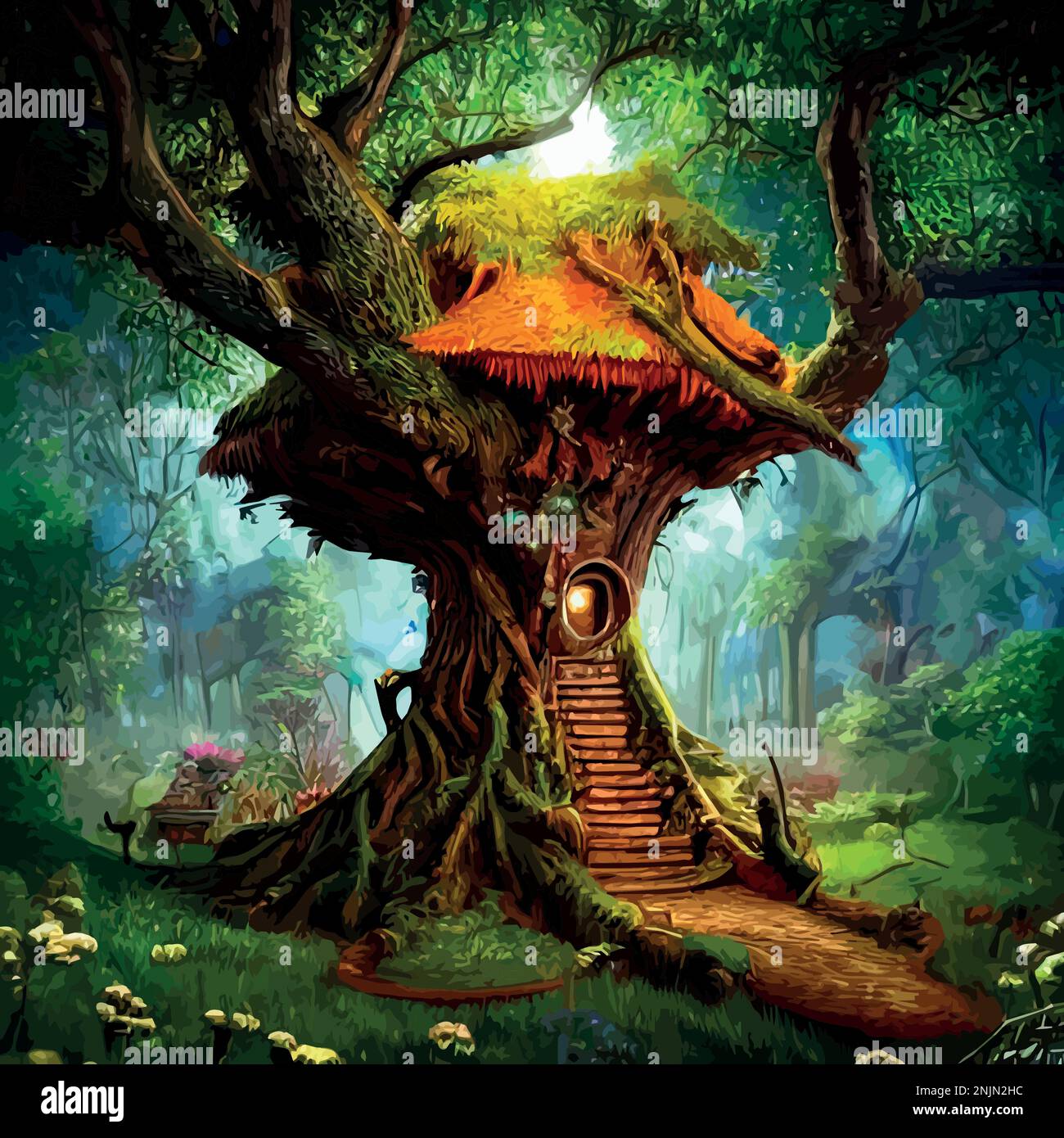 Elven Forest Cartoon Scenes