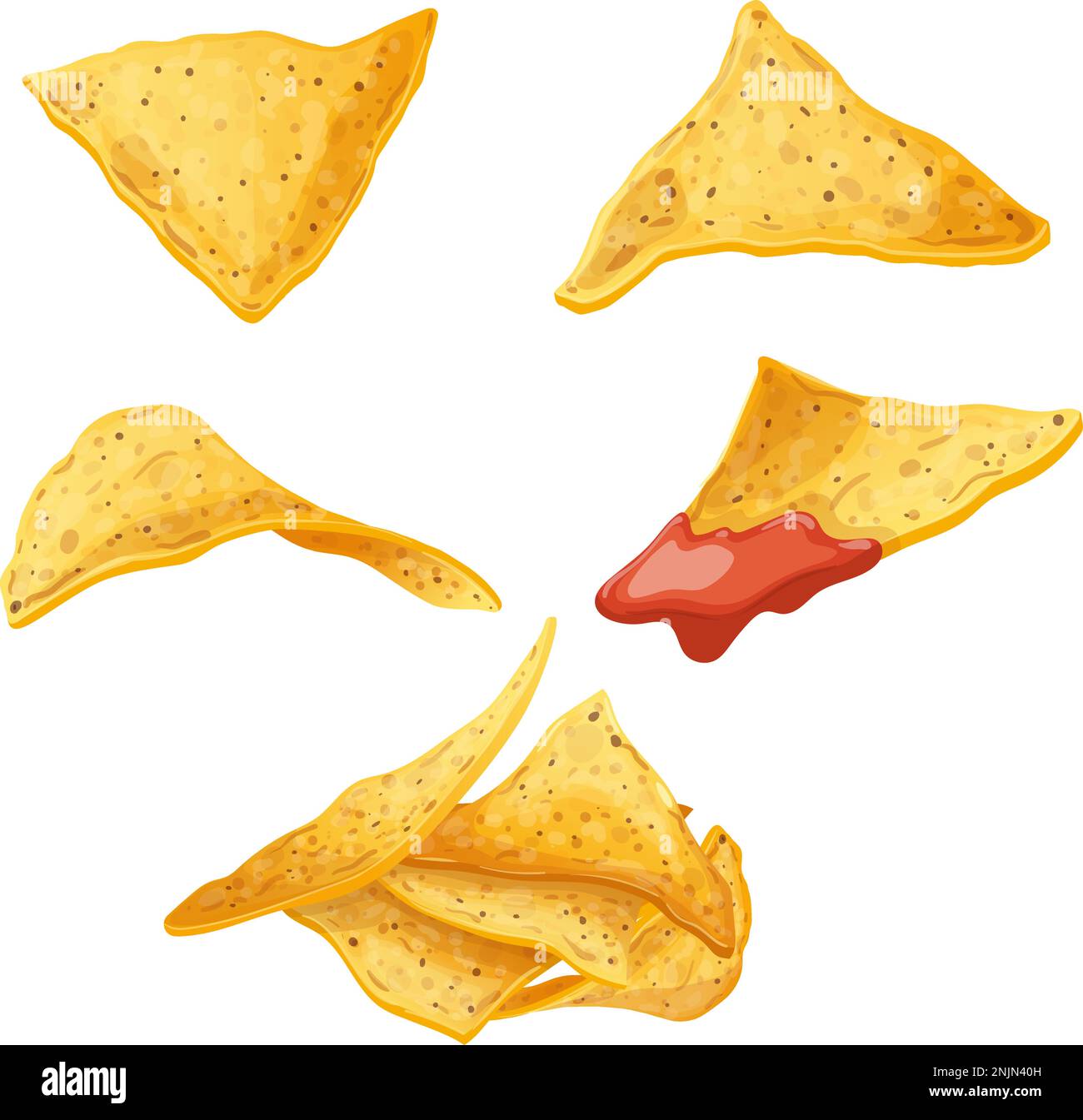 nachos mexican snack set cartoon vector illustration Stock Vector Image ...