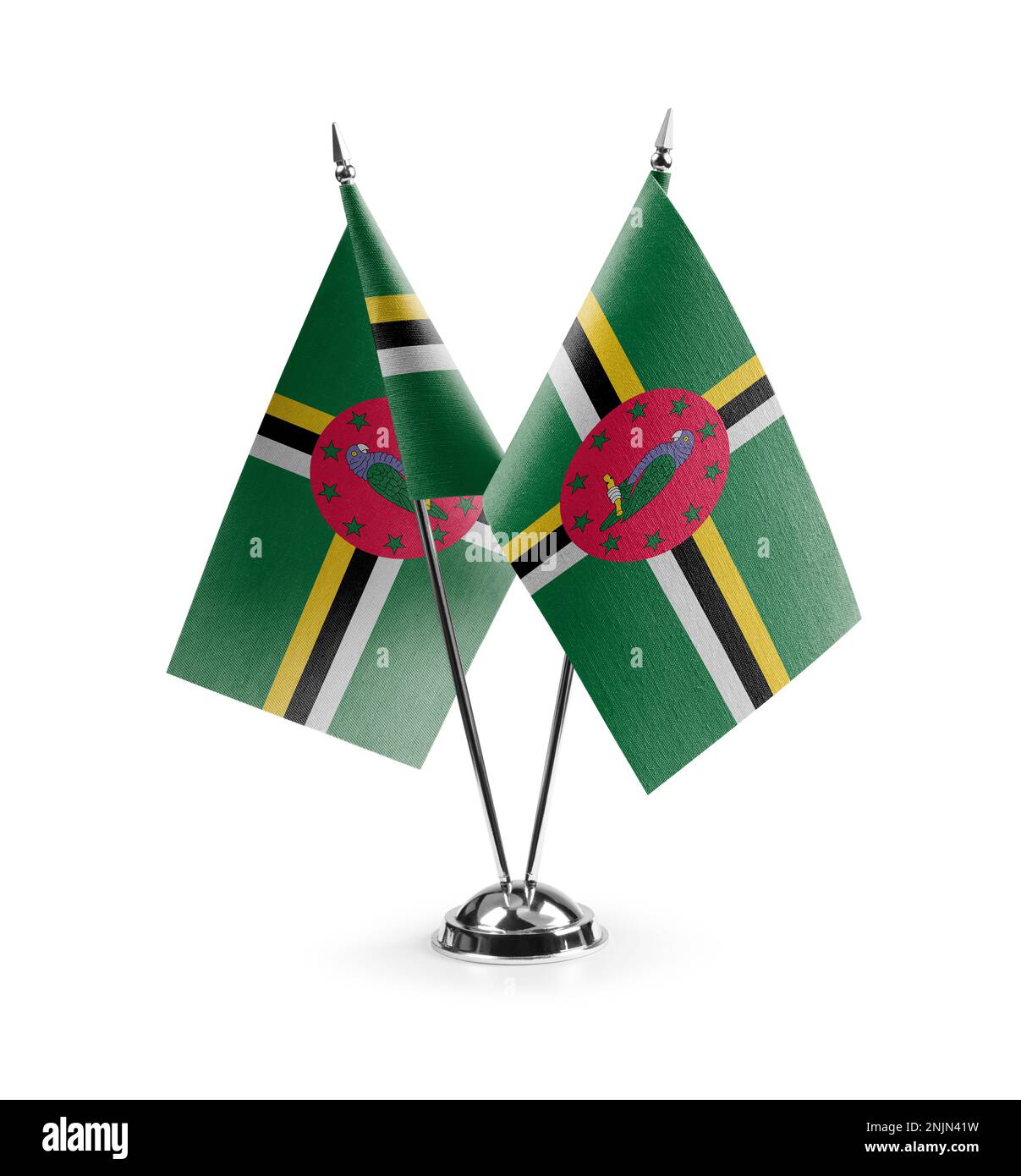 Small national flags of the Dominica on a white background Stock Photo ...