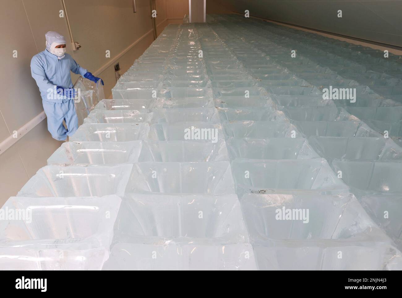 Production of ice pillars is peaking at Honda Reizo Co., an ice ...