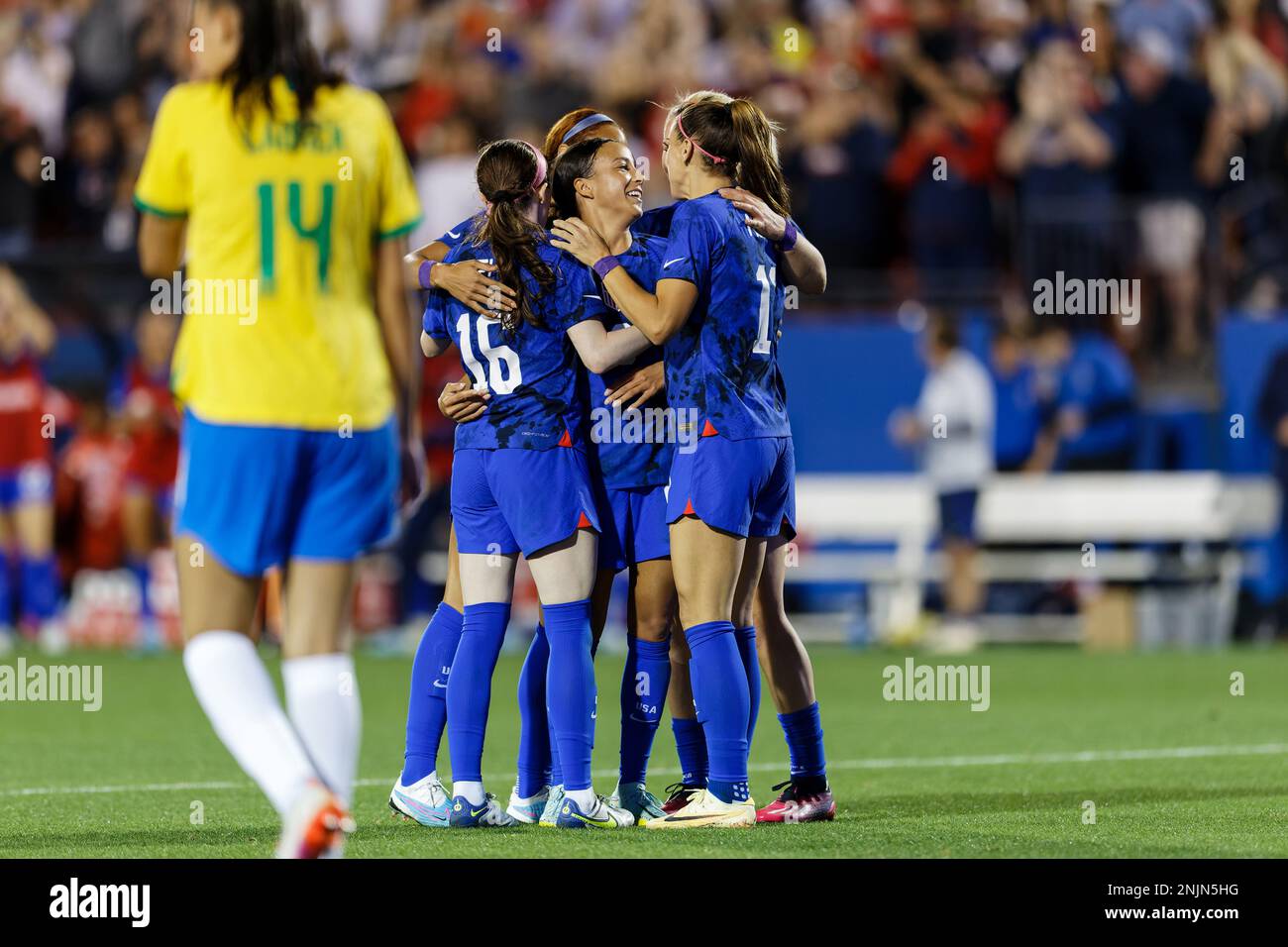 USA forward Mallory Swanson (9) scores a goal in the 63rd minute to put ...